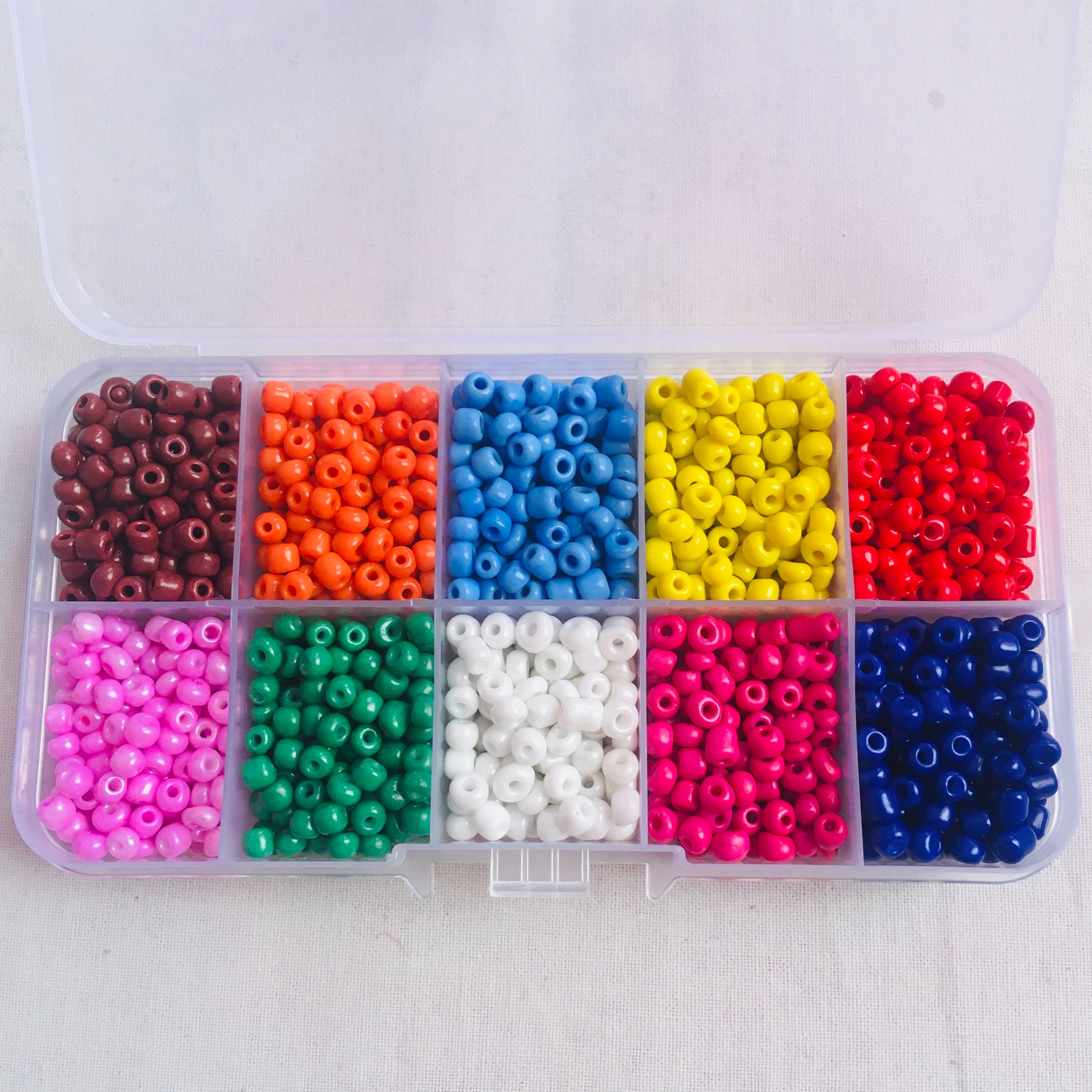 Glass Seed Beads 10 Colors Box Set For Jewelry Making 3MM. Pote For DIY ...