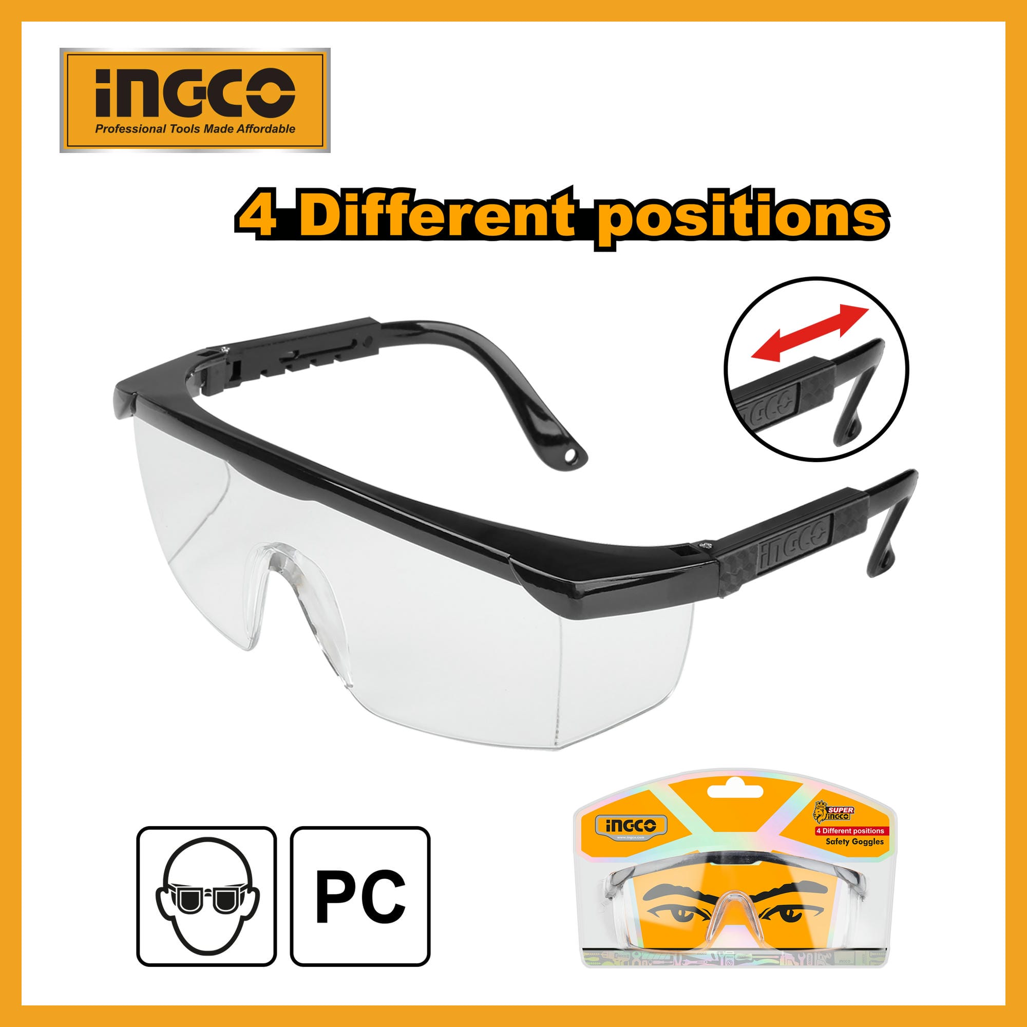 INGCO Safety Goggles With 4 Different Positions HSG04 | Daraz.com.np