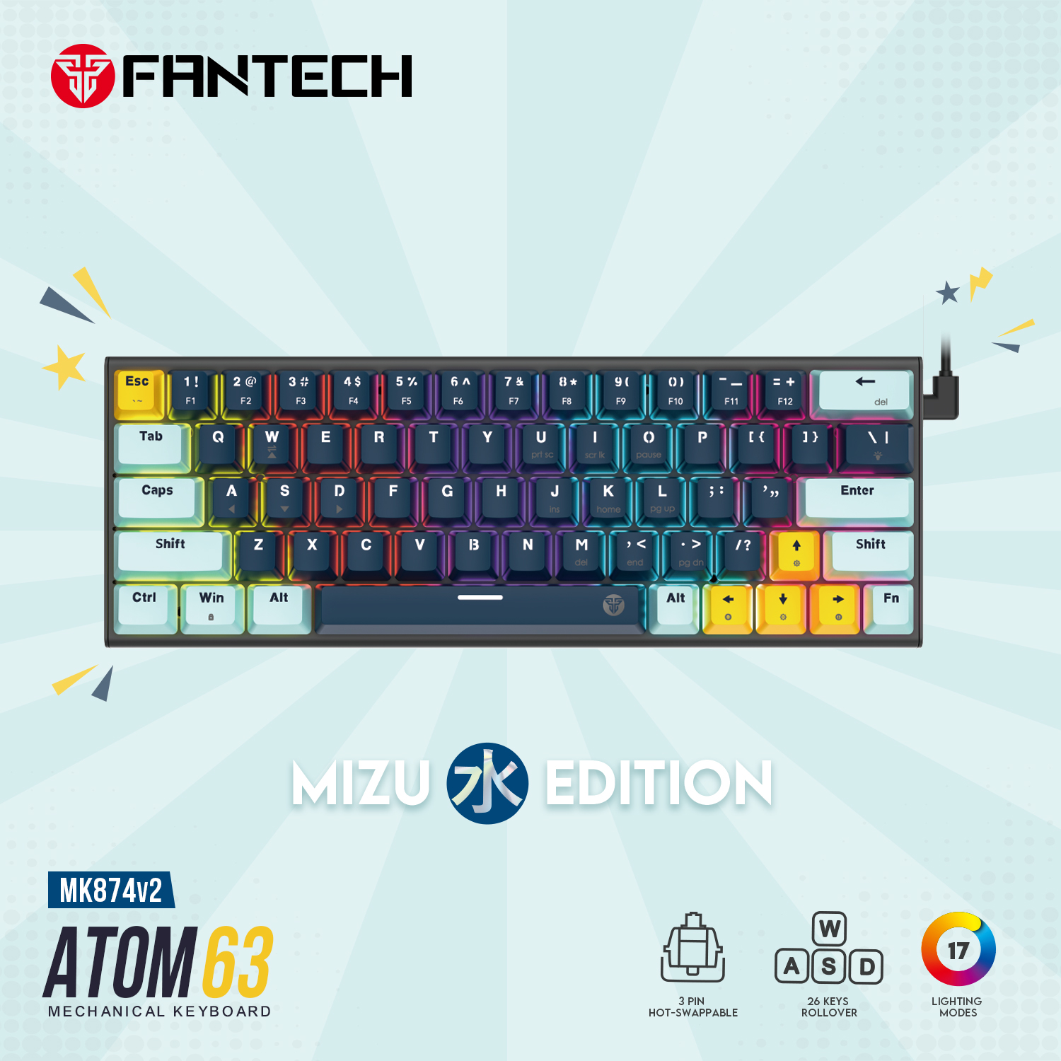 Fantech ATOM MIZU SERIES ATOM 63 MK874V2 Keyboard Mechanical Gaming ...