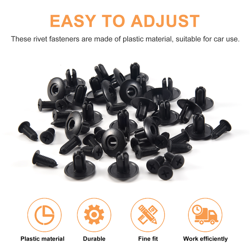 25 Pcs Plastic Push in Bumper Door Rivets Clip 8mm Hole Black | Daraz ...