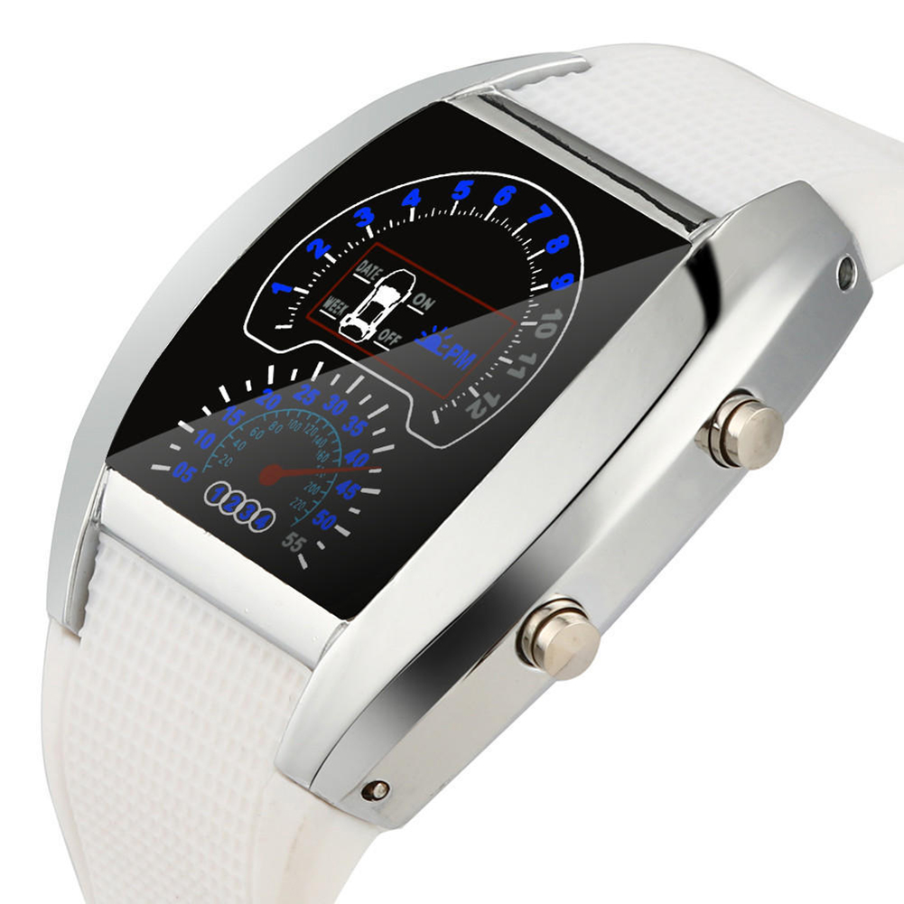 Men LED Aviation Pilot Speedometer Sports Car Meter Dial Digital Wrist ...