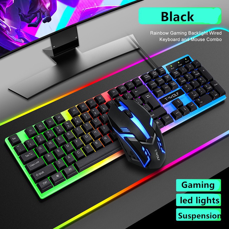 T-WOLF TF 230 RGB LED Backlight USB Mechanical Gaming Keyboard With ...