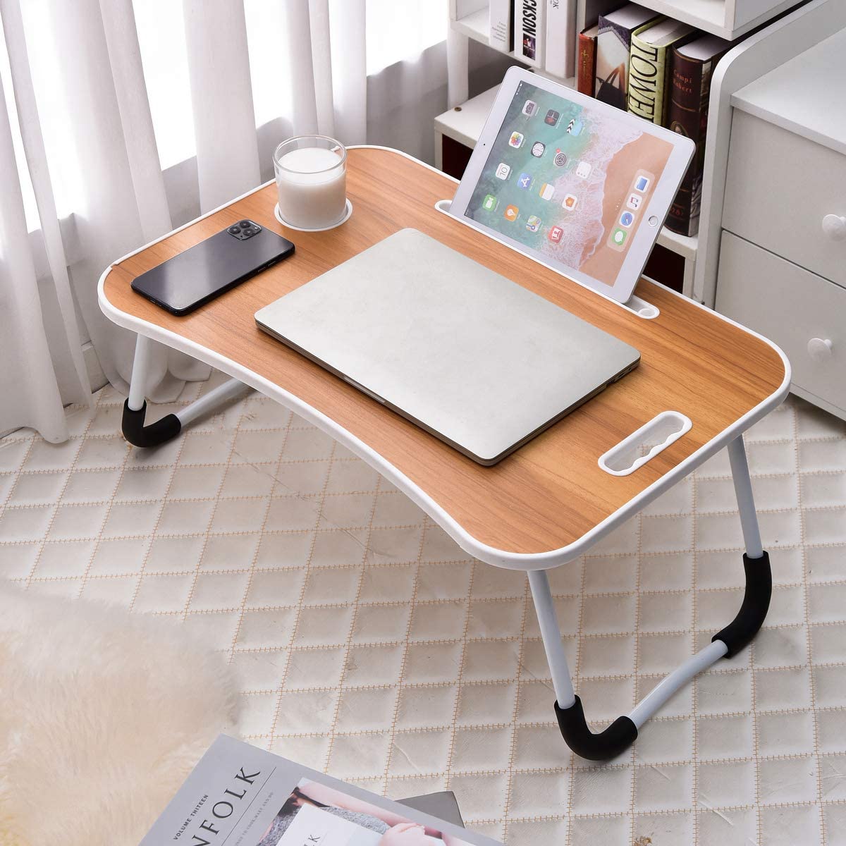 Laptop Table For Bed / Foldable Notebook Table Lazy Bed Desk Portable ...