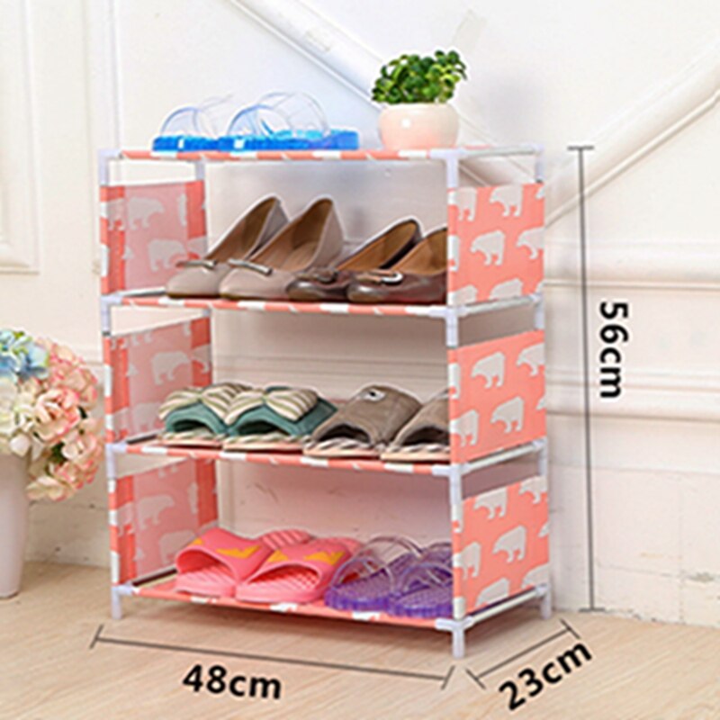 Cute 4 Layers Shoe Rack / Multipurpose 4-tier Shelf Waterproof Fabric ...