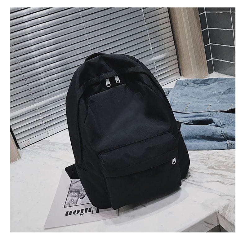 Plain Black Solid Casual Large Capacity Backpack For Unisex | Daraz.com.np