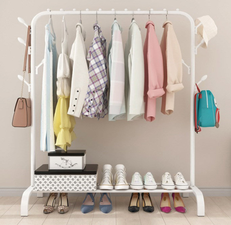 Large Extra Wide Coat Hanging Stand Wardrobe Clothes Hanger Rack (White ...