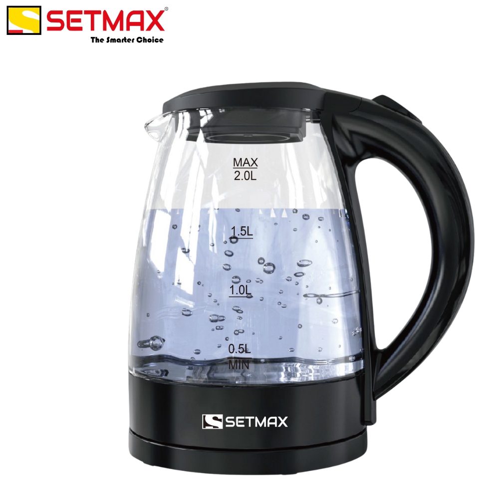 Setmax Electric Kettle/ Jug - 2 Ltr | 1 Year Warranty | Borosilicate Glass | Autocut | LED Light ...