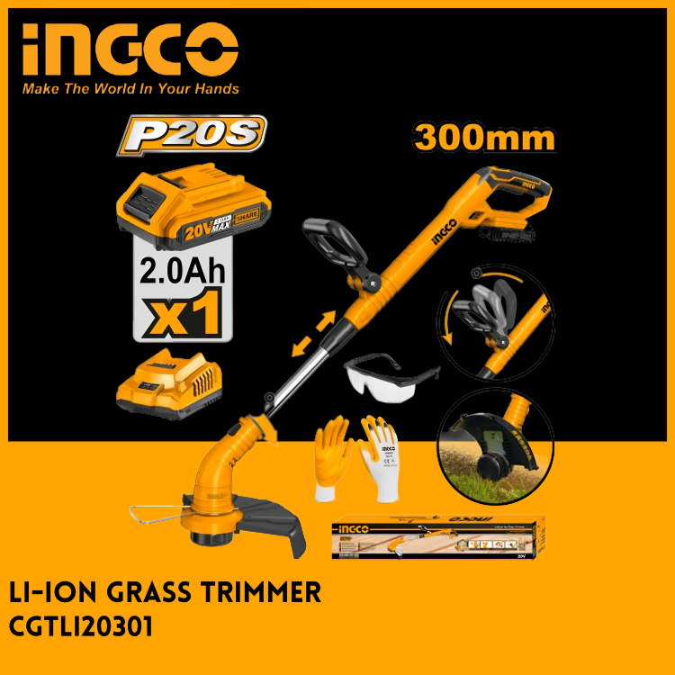 Ingco Lithium-Ion 20V Grass Trimmer With 1pcs Battery Pack And With ...