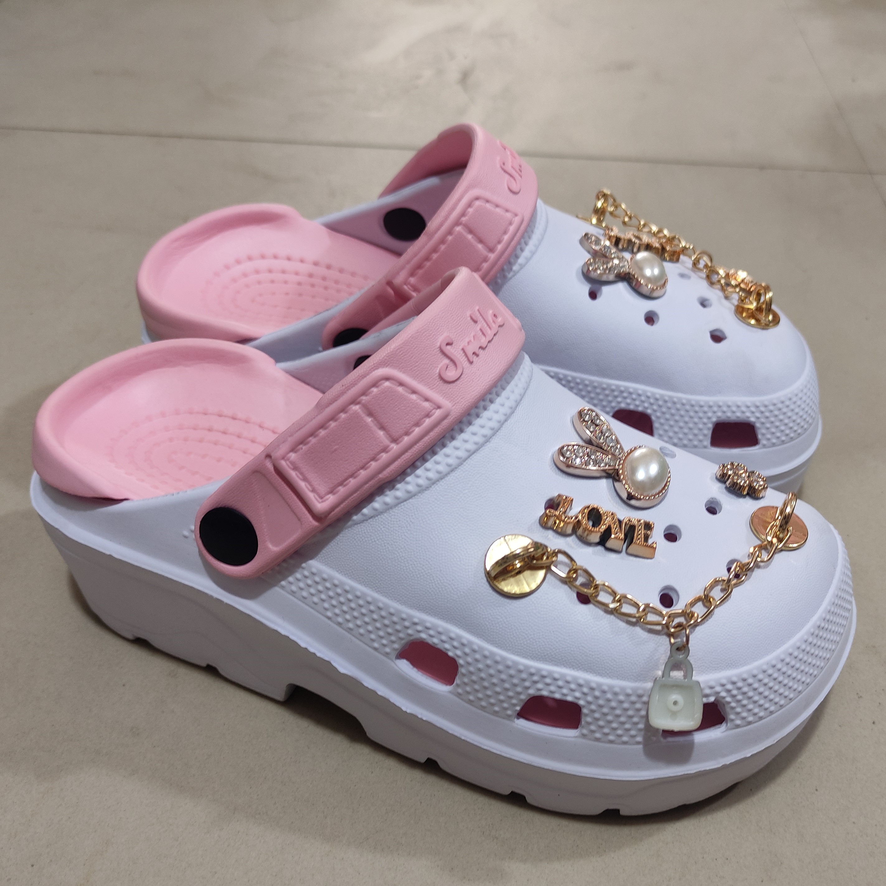 Pink Metal Charms Crocs | Daraz.com.np