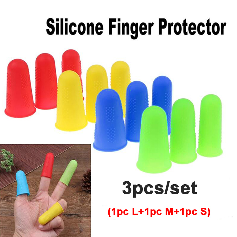 3Pcs Silicone Anti-cut Heat Resistant Finger Protector Fingers Cap ...