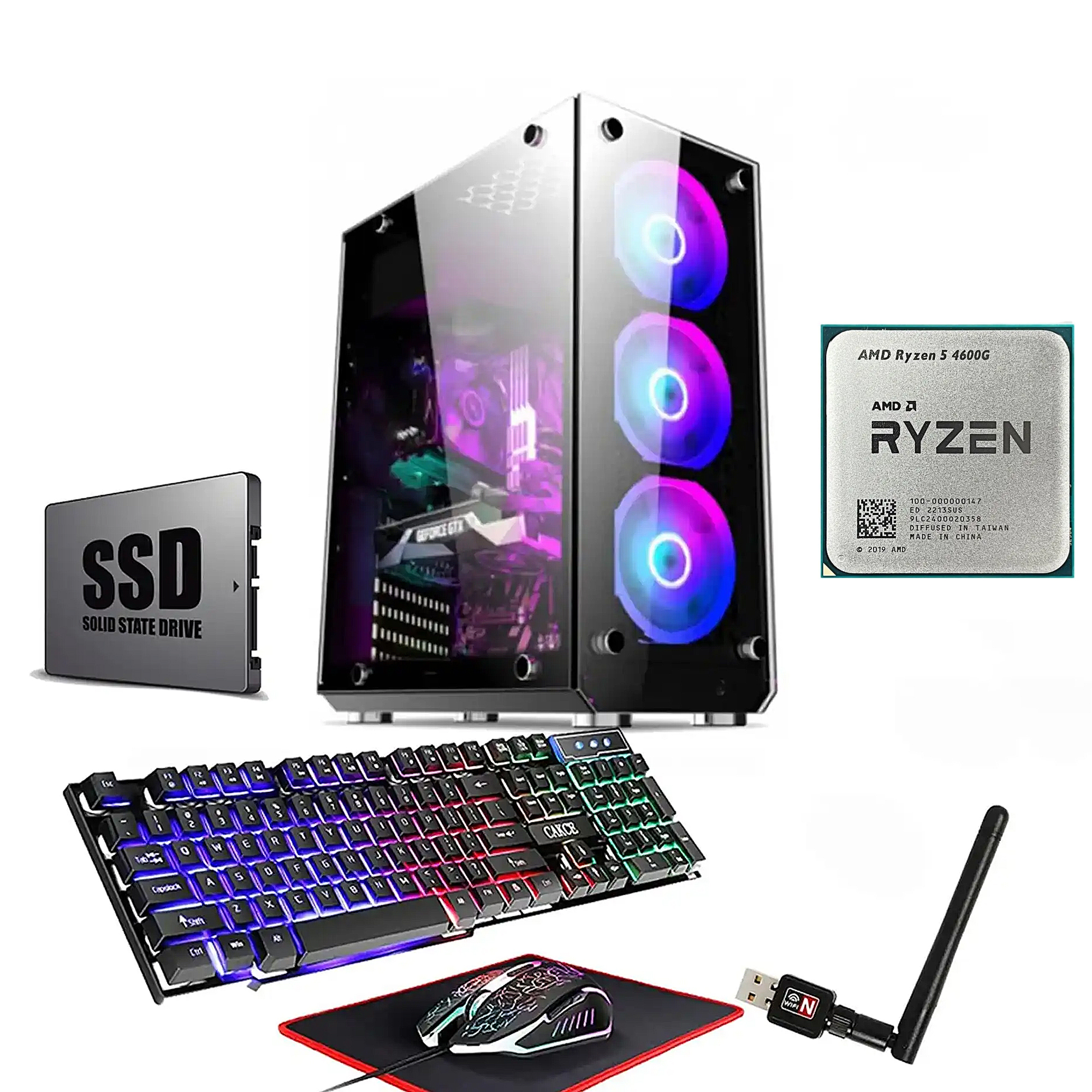 Extreme Gaming Pre Built Pc Computer Ryzen 5 4600G Radeon Graphic/ 8gb ...