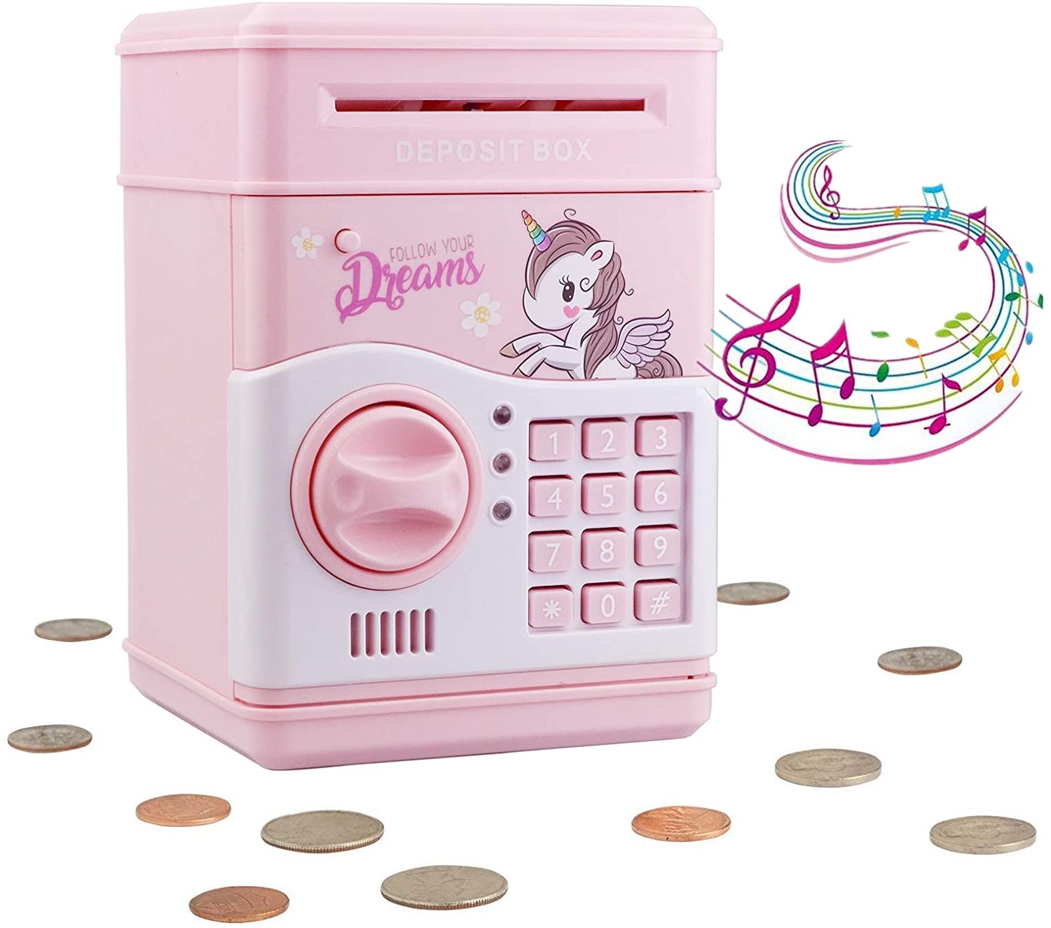 Mini ATM Password Money Bank , Electronic Piggy Bank , Cash Coins Saving Cartoon Safe Box ...