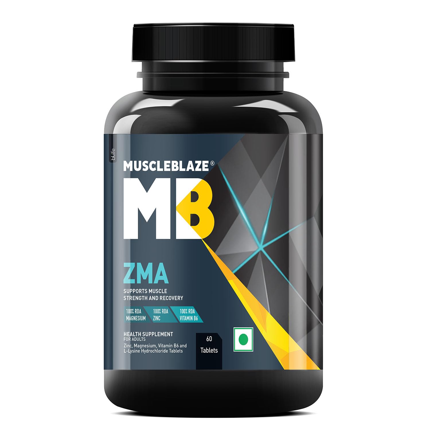 MuscleBlaze ZMA 60 Tablets 100% RDA of Zinc Magnesium Aspartate and ...