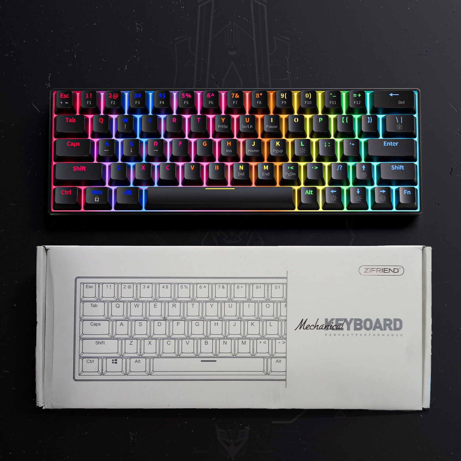KA102 Pudding 104 Key RGB Gaming Mechanical Keyboard - Backlit USB ...
