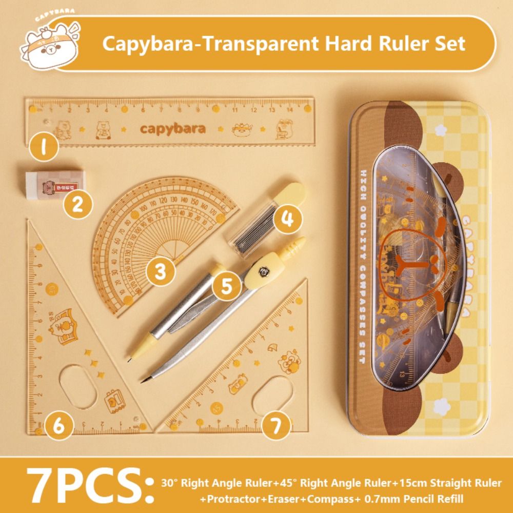 7PCS/Set Multi-Function Transparent Ruler Set Eraser Straight Ruler ...