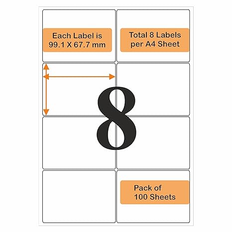 Oddy A4 Self Adhesive Paper Label Stickers For Laser And Inkjet ...