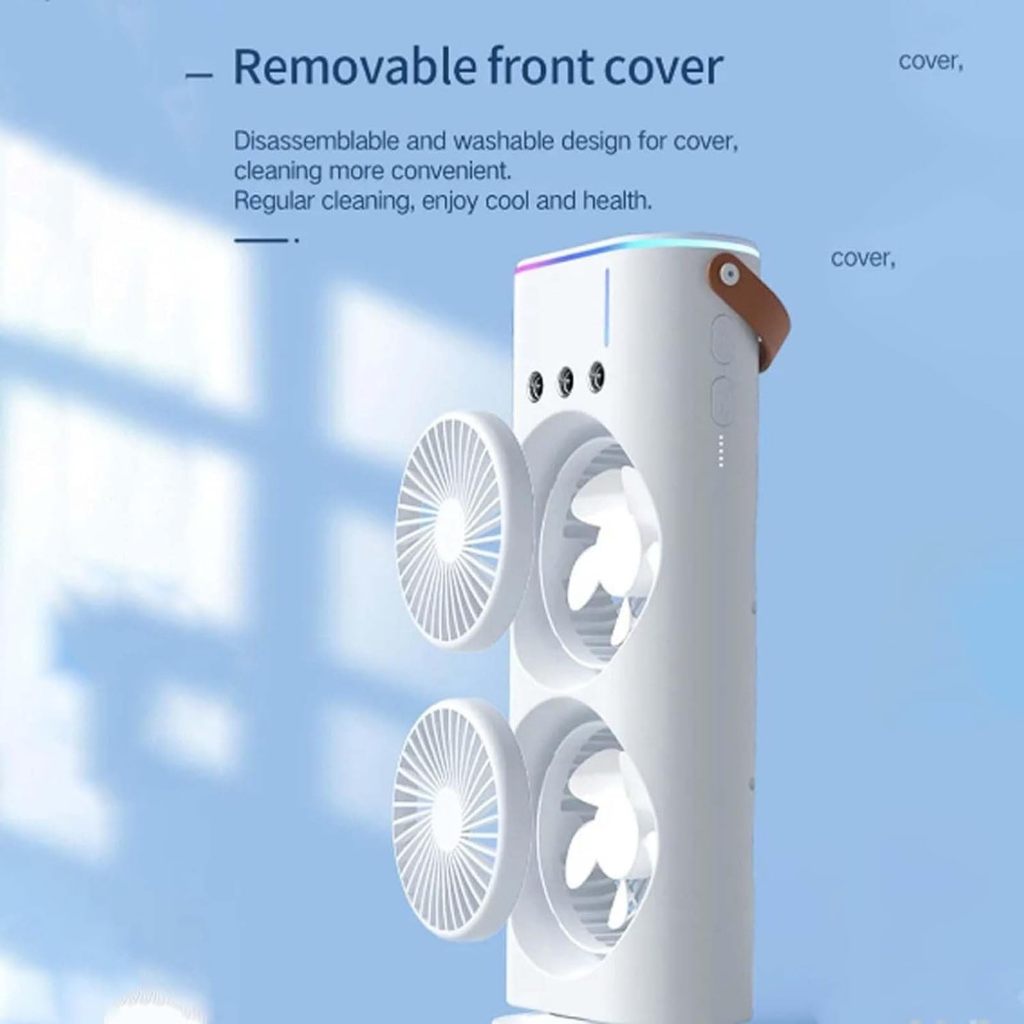 3 Speeds Mini Desk Fan Operated Fan with LED Light Quiet Fan Air Cooler ...