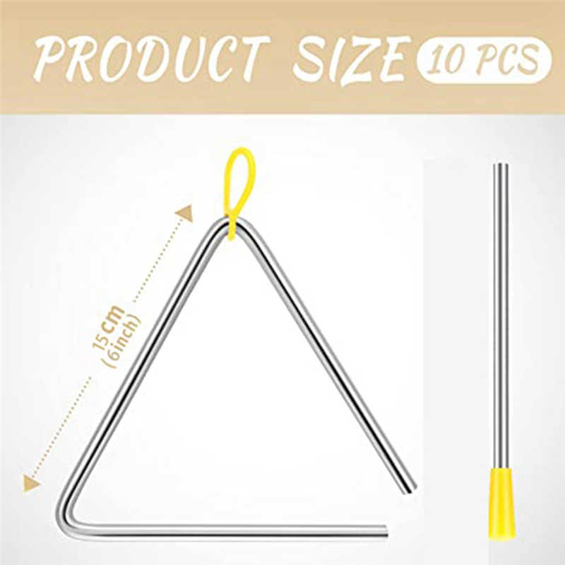 10PCS Musical Steel Triangle Percussion Instrument Triangle Hand ...