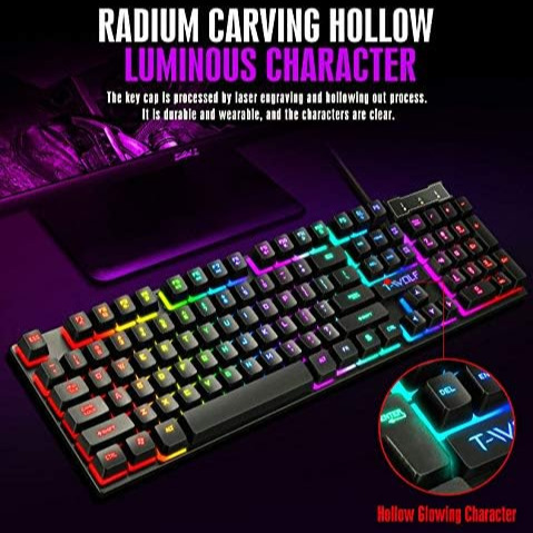 Thunder Wolf TF Wired USB Keyboard and Mouse Set Game Character ...