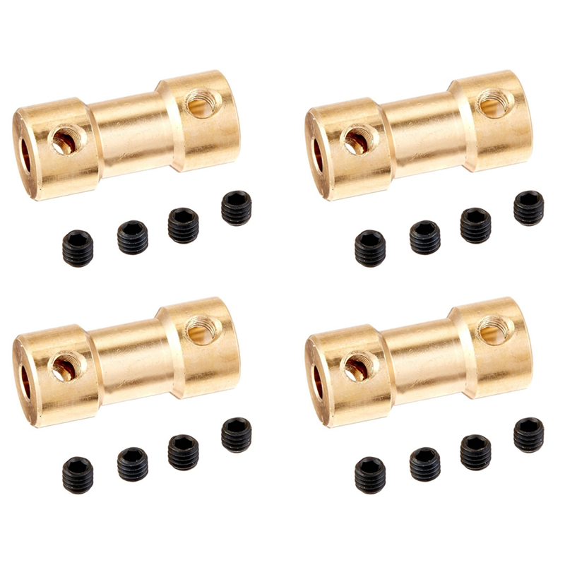 4X RC Airplane 3mm to 5mm Brass Motor Coupling Shaft Coupler Connector ...