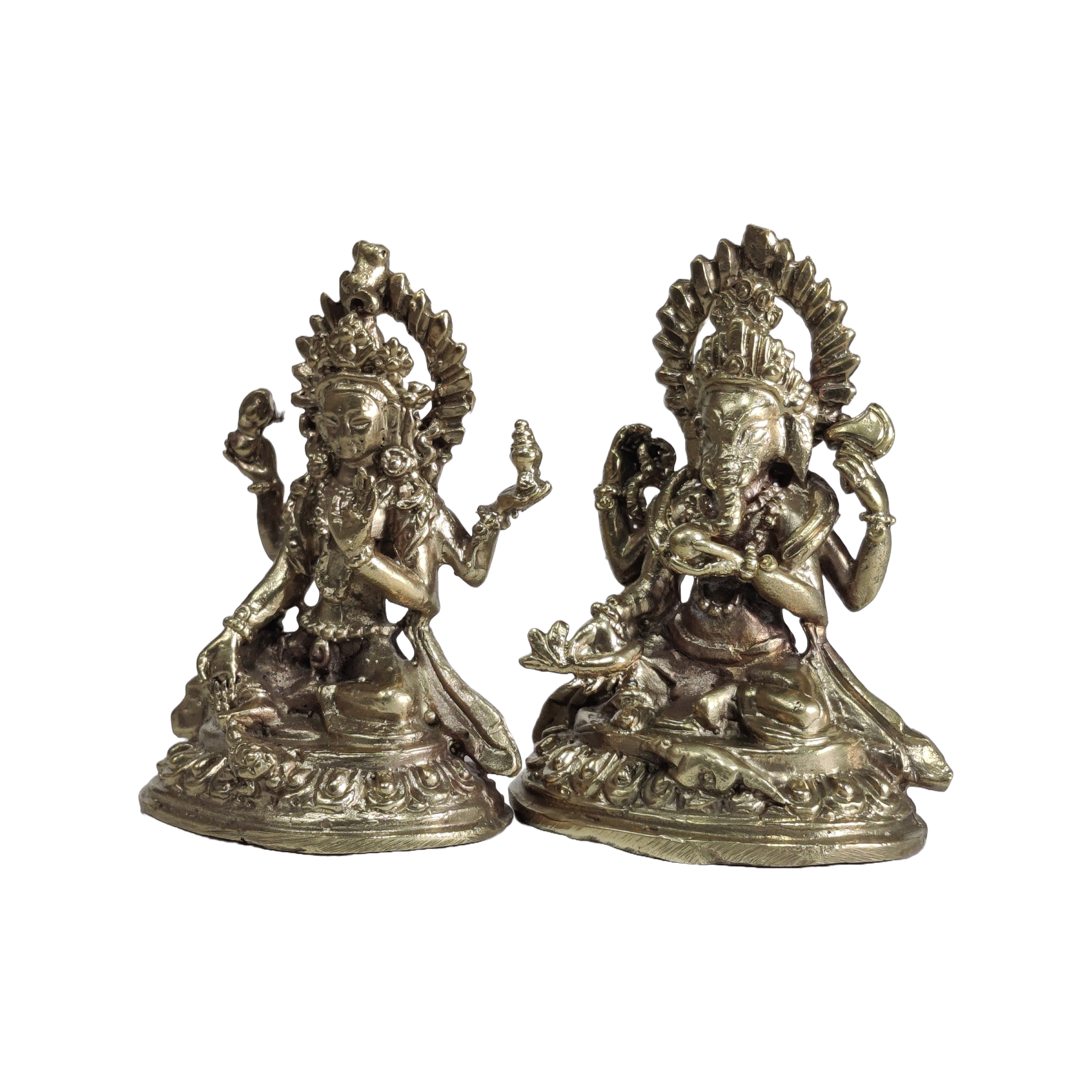 Laxmi, Ganesh Statue (Set of 2) | 2.6" | Golden Bronze Color Ganesh ...