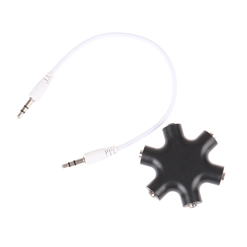 6*3.5mm Way Multi Port Hub Aux Headphone jack Splitter Audio Cable ...