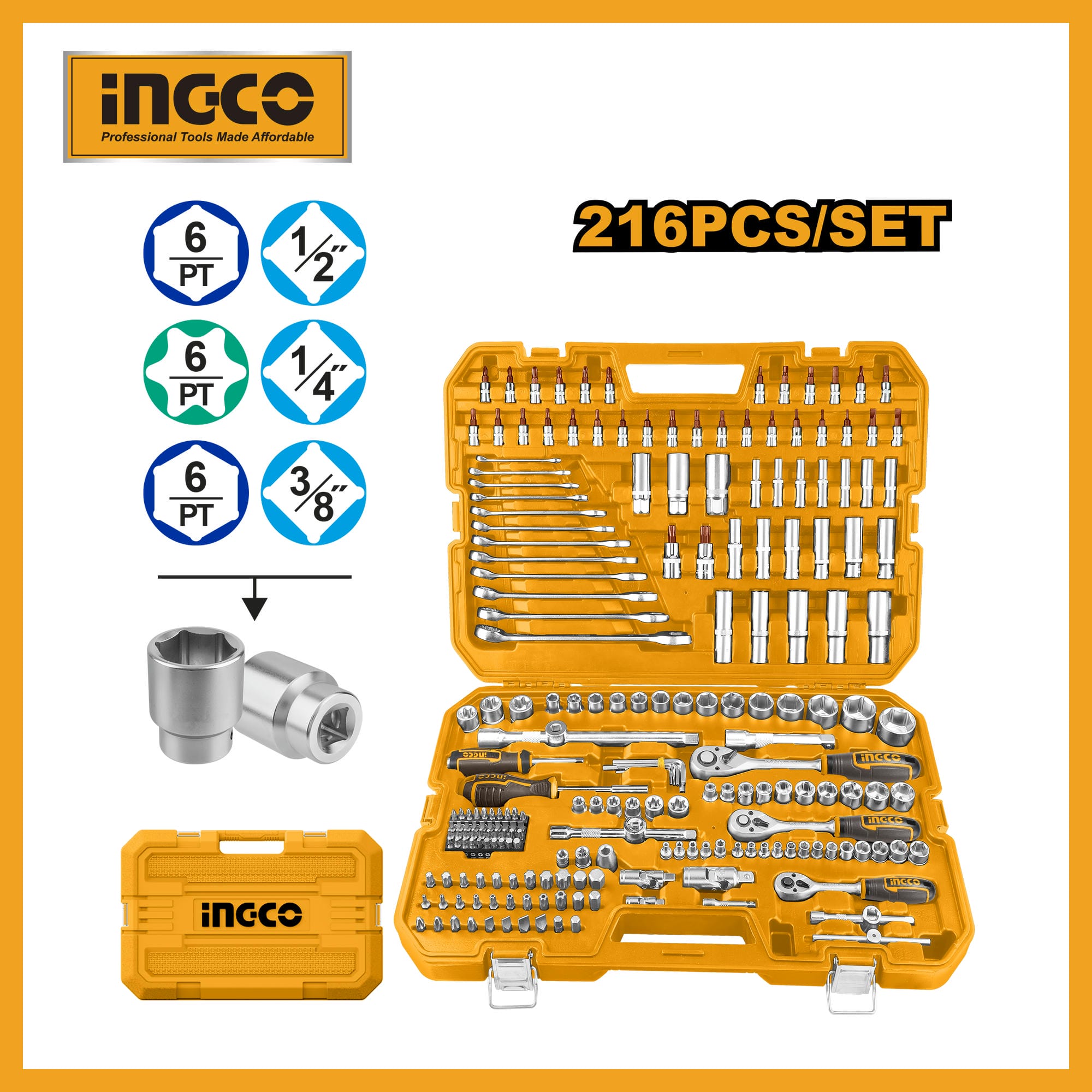 INGCO 216 Pcs Combination Tools Set HKTHP22161 | Daraz.com.np
