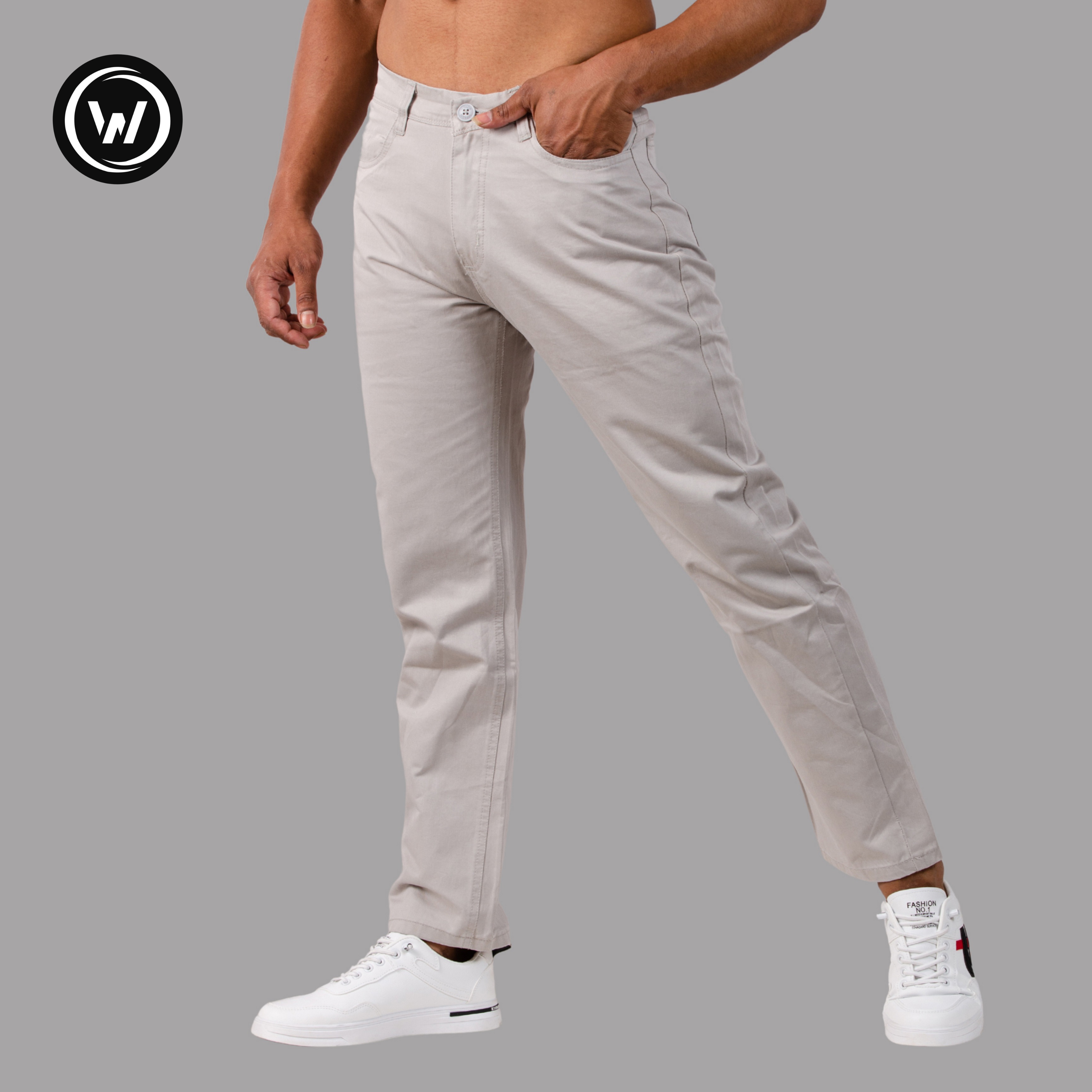 Wraon Light Grey Regular Fit Solid Premium Cotton Jeans Pant For Men ...