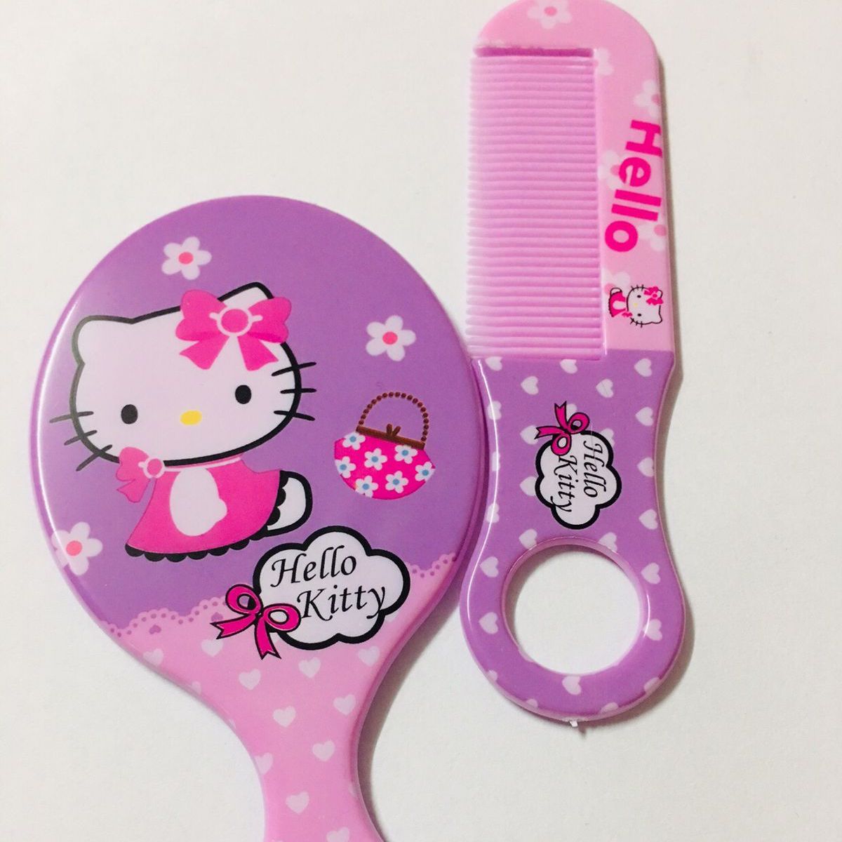 Small Size Hello Kitty Comb And Mirror For Kids Learning Self Combing ...