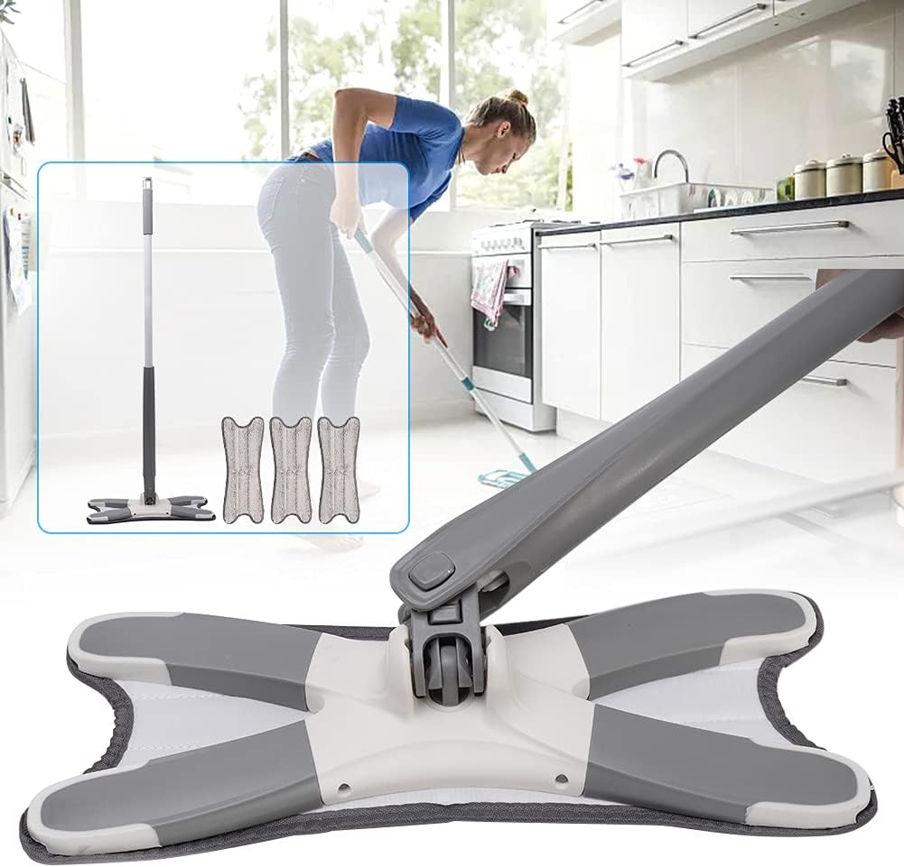 X-Type 360 Rotating Head Self Wringing Microfiber Floor Cleaning Wet ...