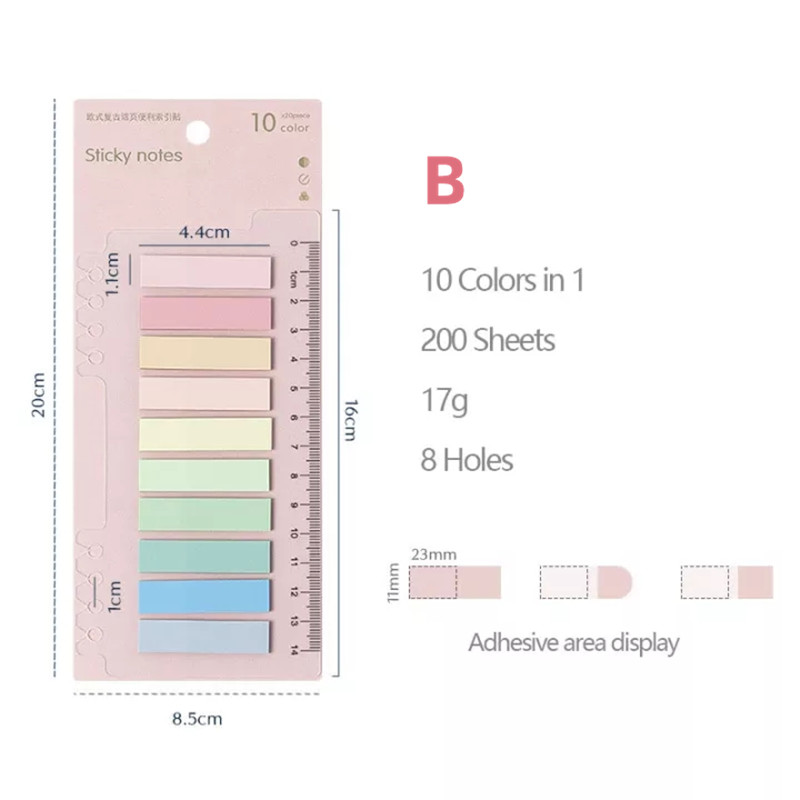 RHS Online 200 Sheets 10 Colors Morandi Combination PET Sticky Notes ...