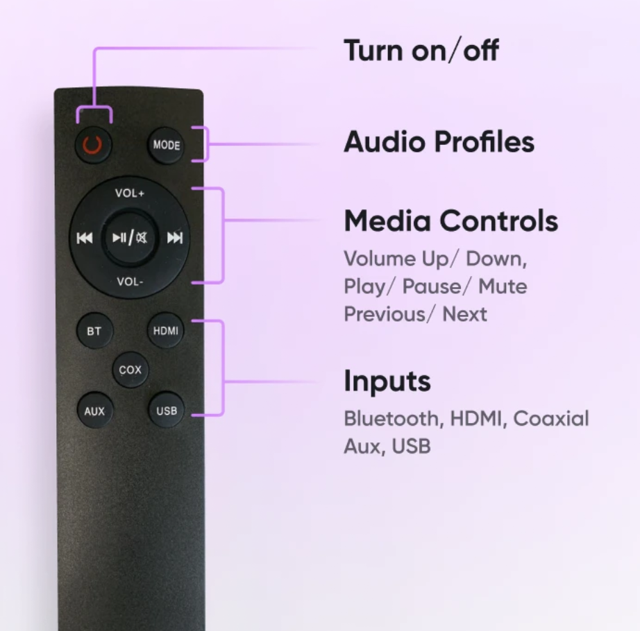 Mivi Fort S100 With 2 Inbuilt Subwoofers100W Bluetooth Soundbar Speaker ...