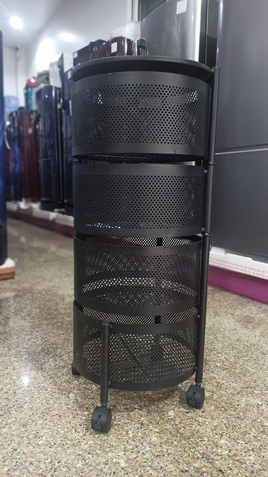 4 layer Metal Portable Rotating for Fruits Round Storage Rack ...