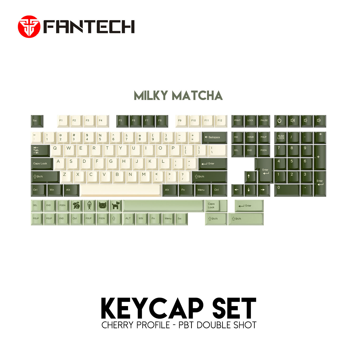 Fantech ACK01 Vibe Edition PBT Keycaps Set Cherry Profile - Vibe Milky ...