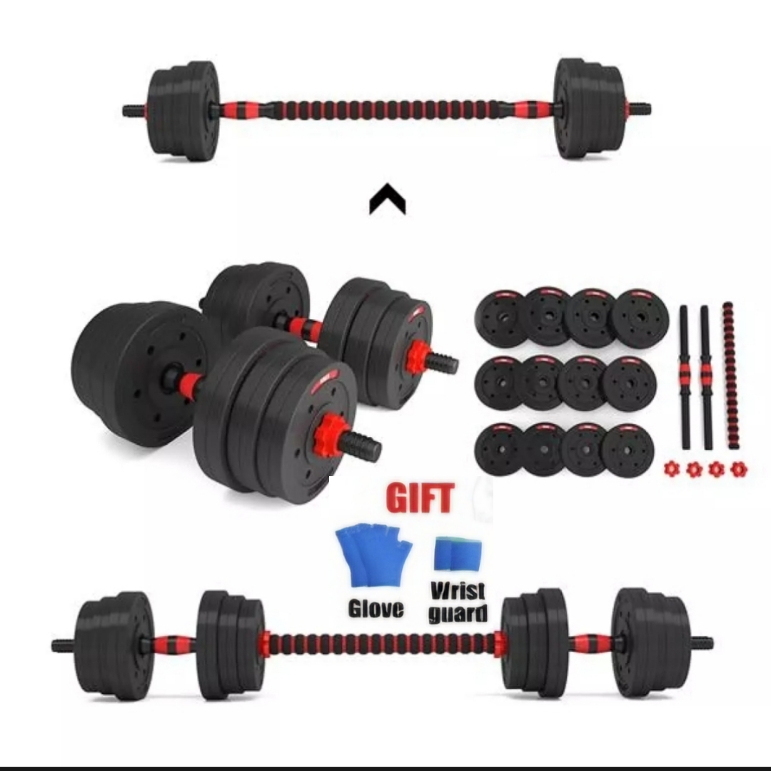 Csn Dumbbells 20kg Original Adjustable Set Pvc + Barbell Connector ( 2 ...