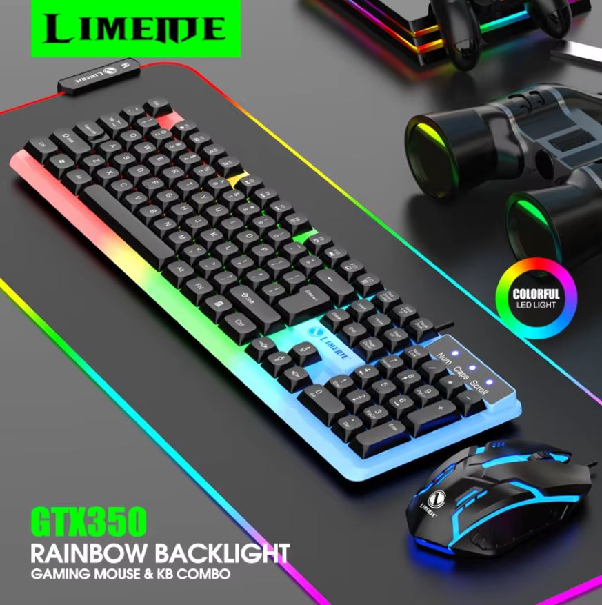 LIMEIDE GTX350 Multimedia Key Support Waterproof & Rainbow Mechanical Technology USB ...