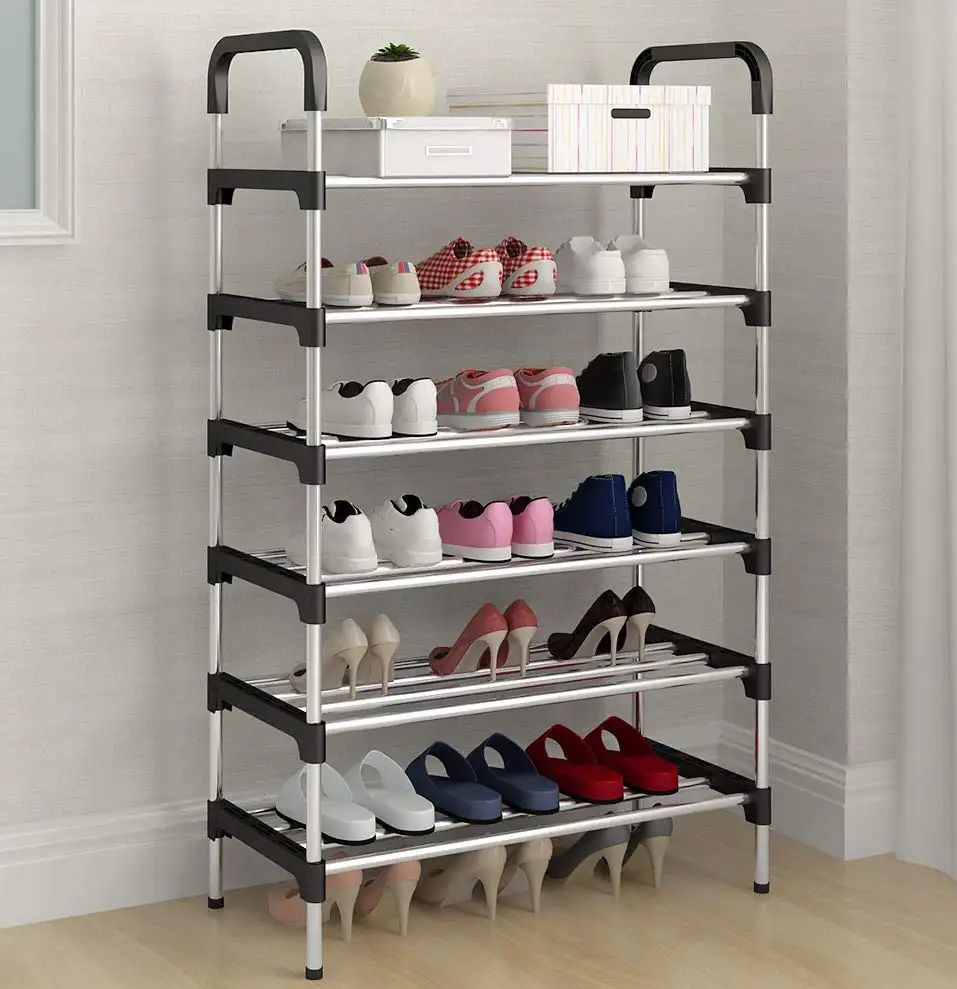 5 Layers Stainless Steel Shoe Rack with 12mm Pipe Organizer Shelf ...