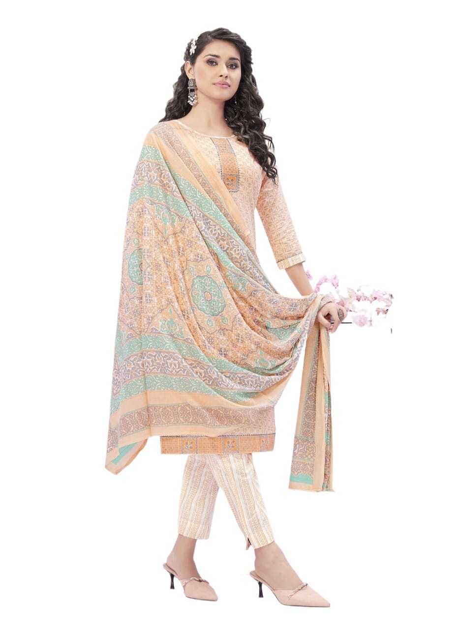 Kurta Suruwal With Shawl Set For Women Printed (Unstitched) | Daraz.com.np