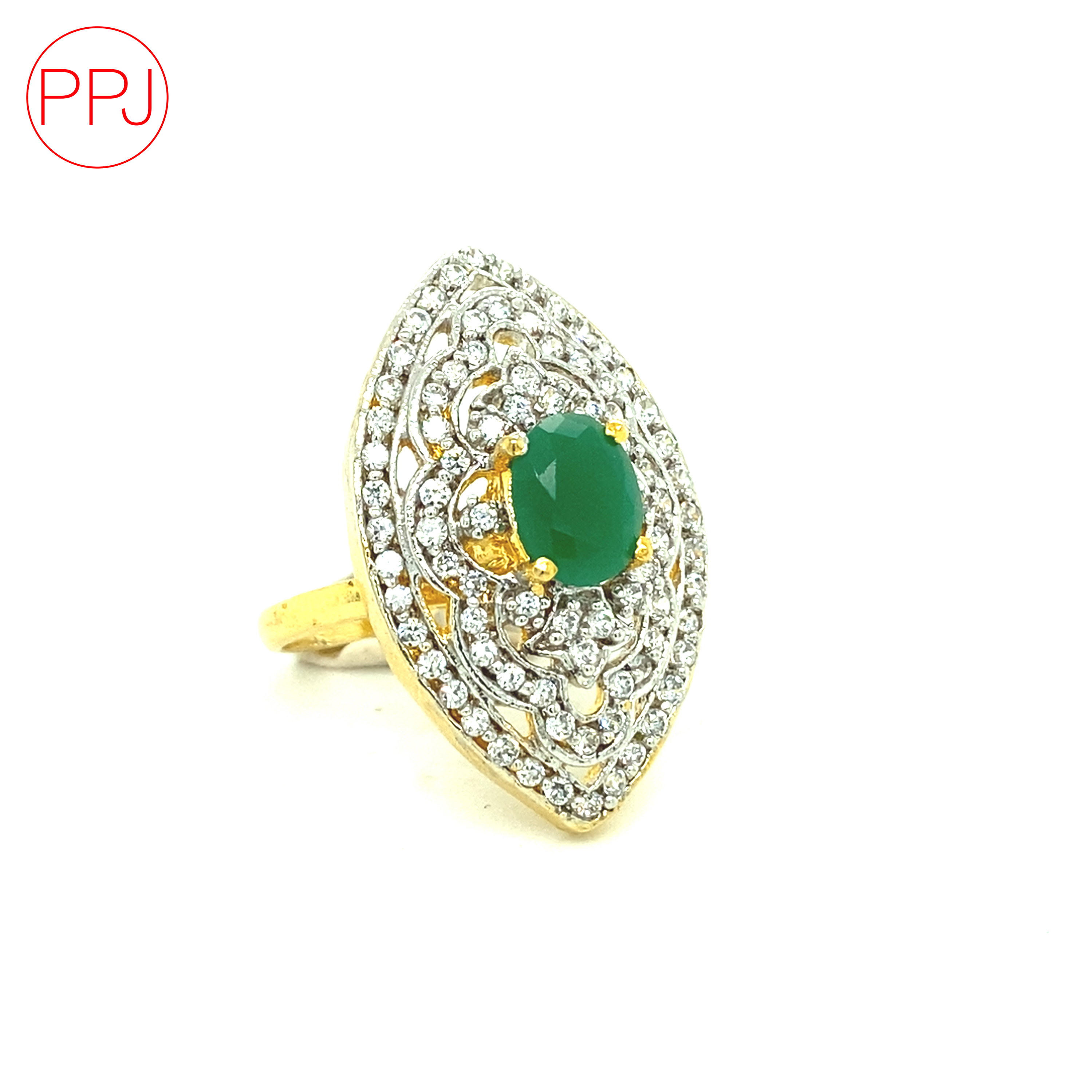 Ppj Collection Adhivitha Gold Plated Eye Of Destruction White And Green ...