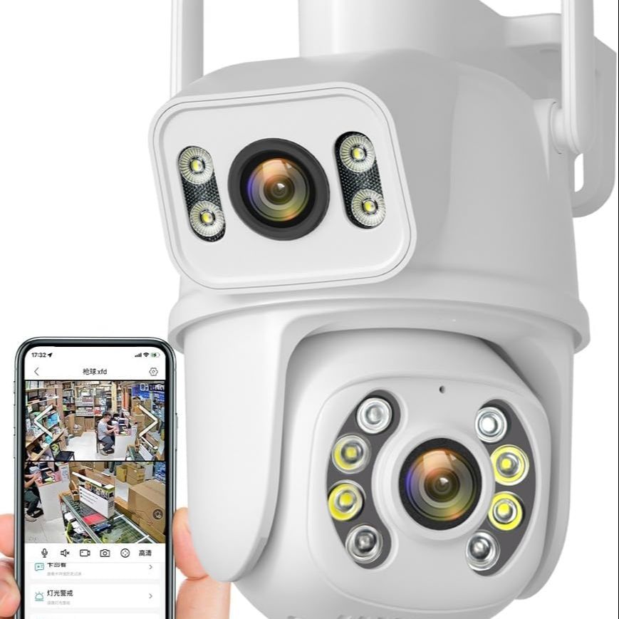 PTZ WiFi Camera Dual Lens with Dual Screen Ai Human Detect Auto ...