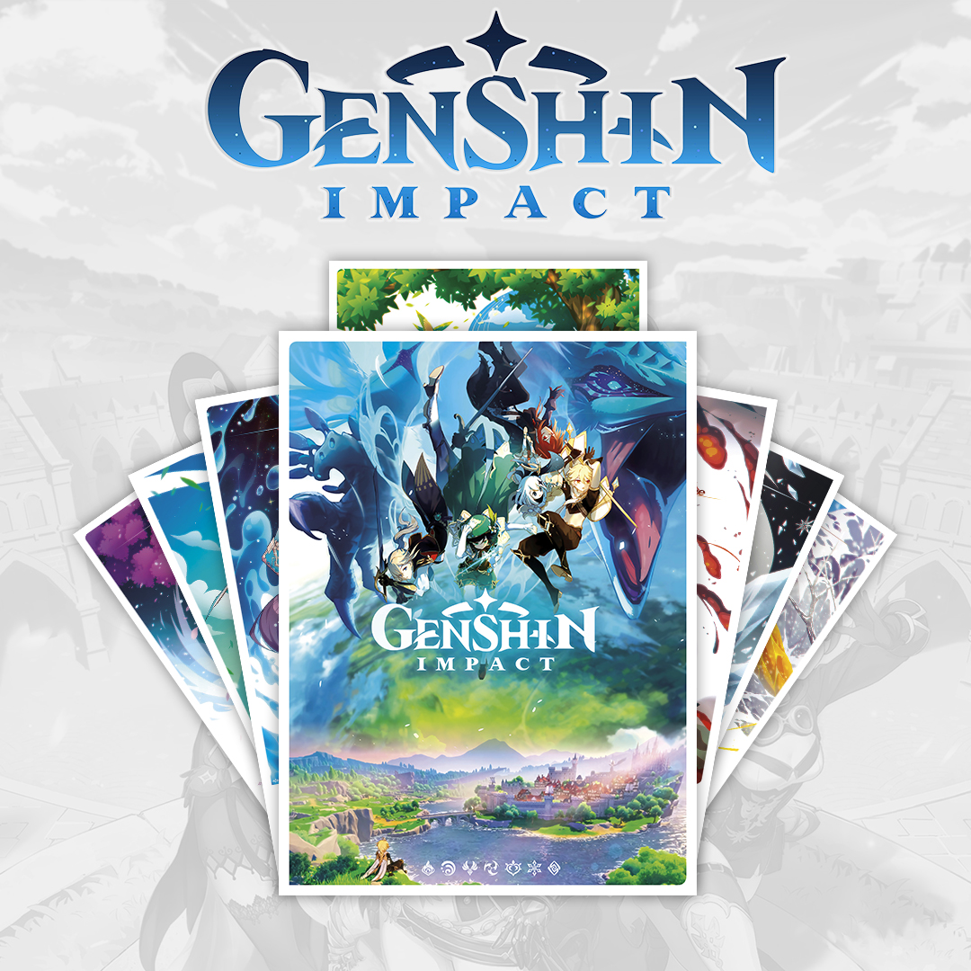 Genshin Impact Game Anime Poster Set of 8 Wall Character Picture ...