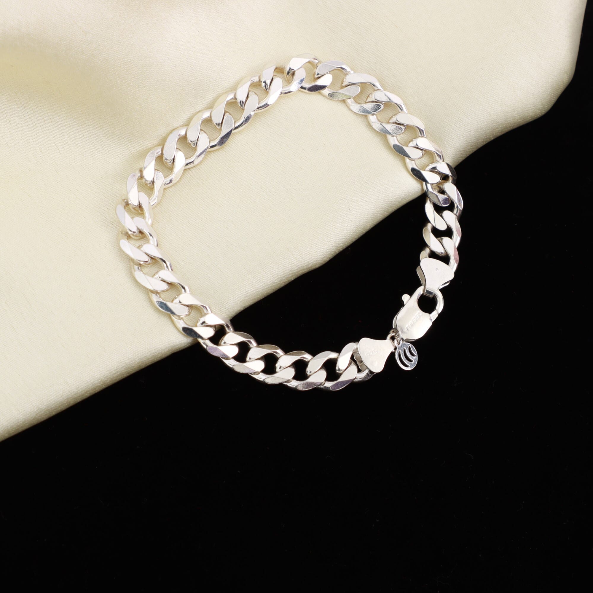 White Feather's Pure Silver Side Lock Design Bracelets For Men's ...