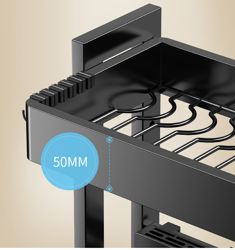 Kitchen Sink Storage Adjustable Width Double Layer Rack Dish Table Top ...