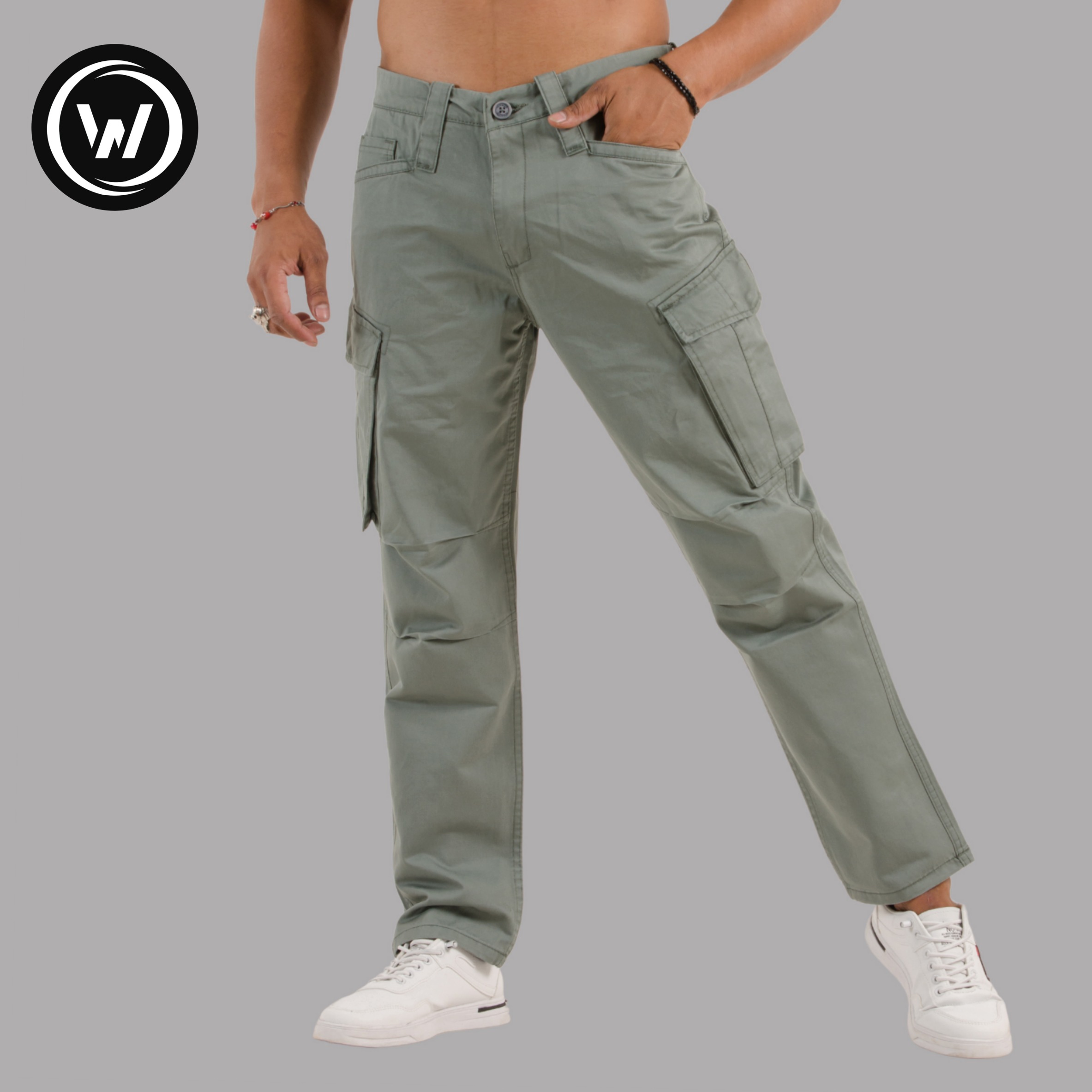 Wraon Mint Green Solid Premium Cotton Twill Fancy Cargo Box Pant For ...