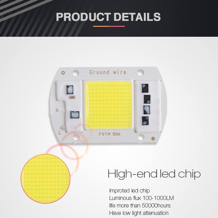 AC 220V 50W High Power LED COB Chip with Smart IC Driver, Integrated ...