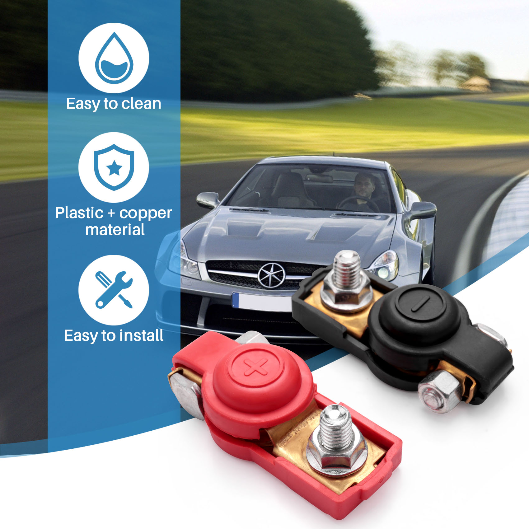 1 Pair Battery Terminal Heavy Duty Car Vehicle Quick Connector Cable ...