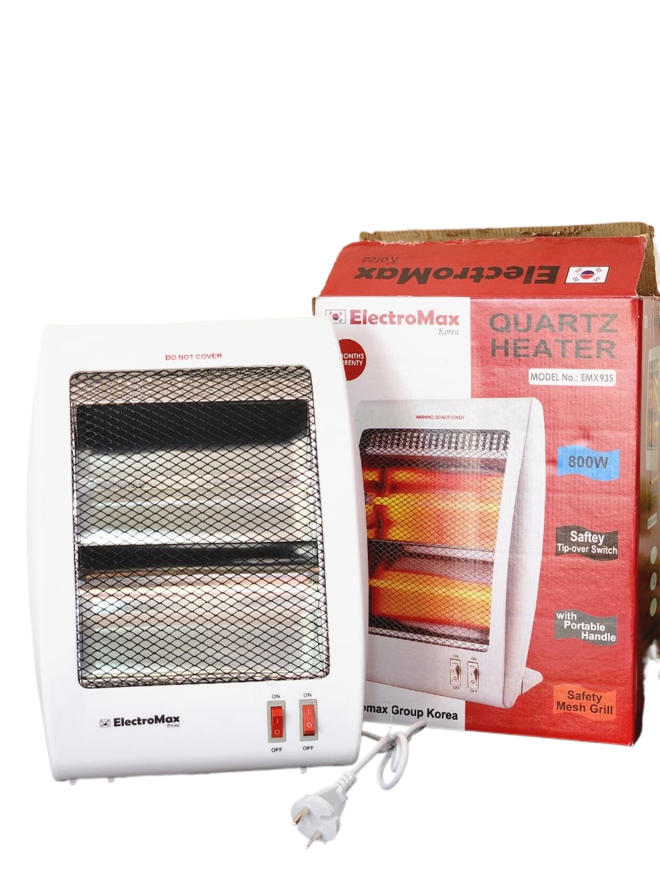 Electromax Quartz Room 2 Rod Heater White 800W With Portable Handle ...