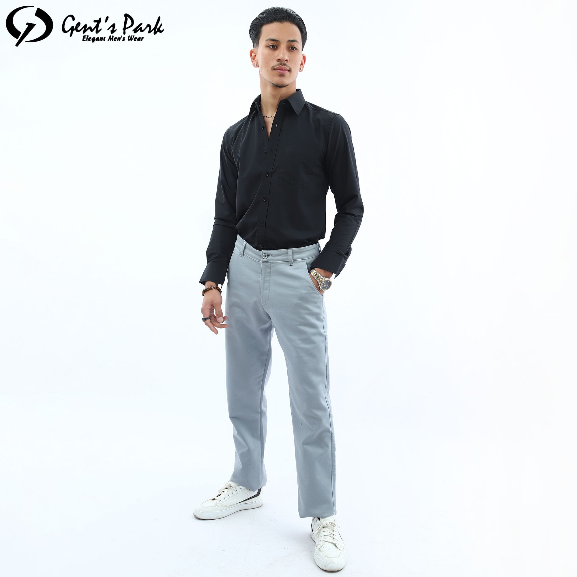 Gents Park Black Cotton Plain Slim Fit Shirt For Men | Daraz.com.np