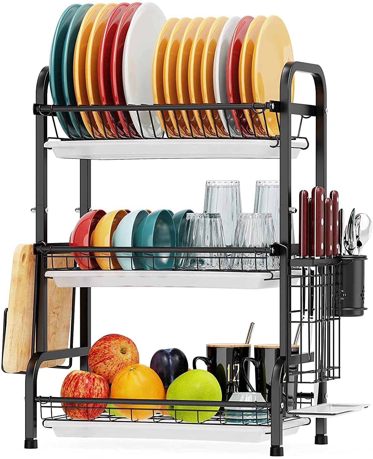 3 Layer Stainless Steel Kitchen Dish Drying Rack Organizer Shelf With ...