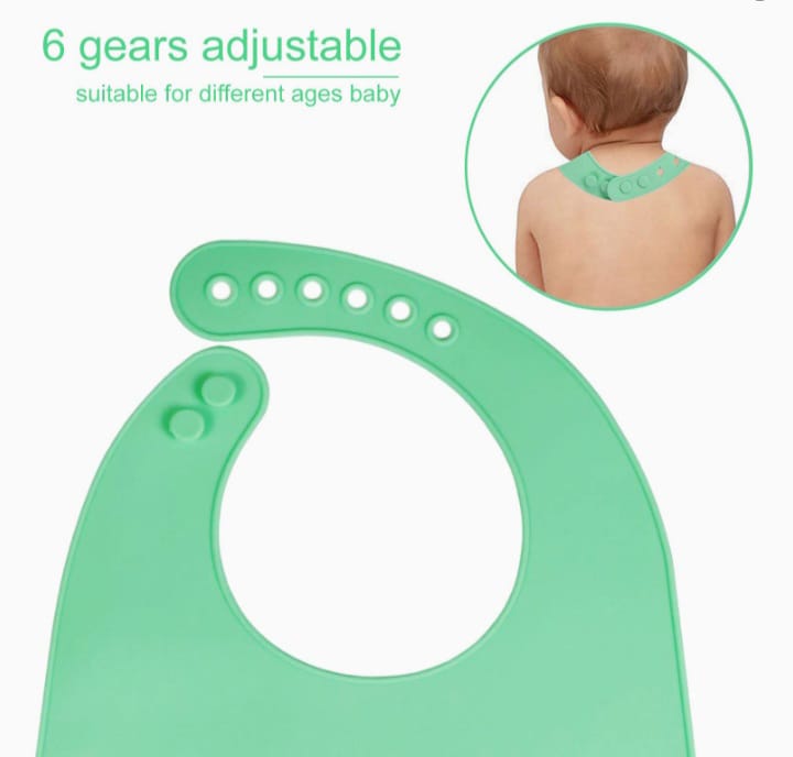 Silicone Baby Bib Waterproof Feeding Bibs Weaning Bib with Wide Food ...
